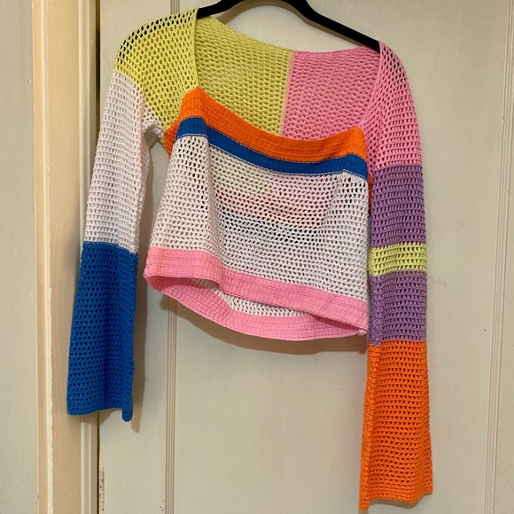 Tops | Neon Knitted Crop | Poshmark